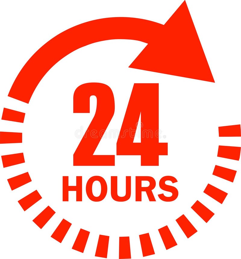 24 Hours Order and Service, Time Management Icon, 24 Hours Icon, Twenty Four Hours Sign Stock ...