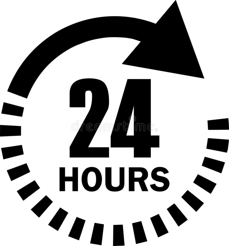 24 Hours Order and Service, Time Management Icon, 24 Hours Icon, Twenty ...