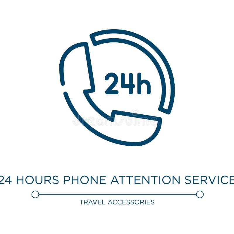 24 Hours Phone Attention Service Icon. Linear Vector Illustration from ...