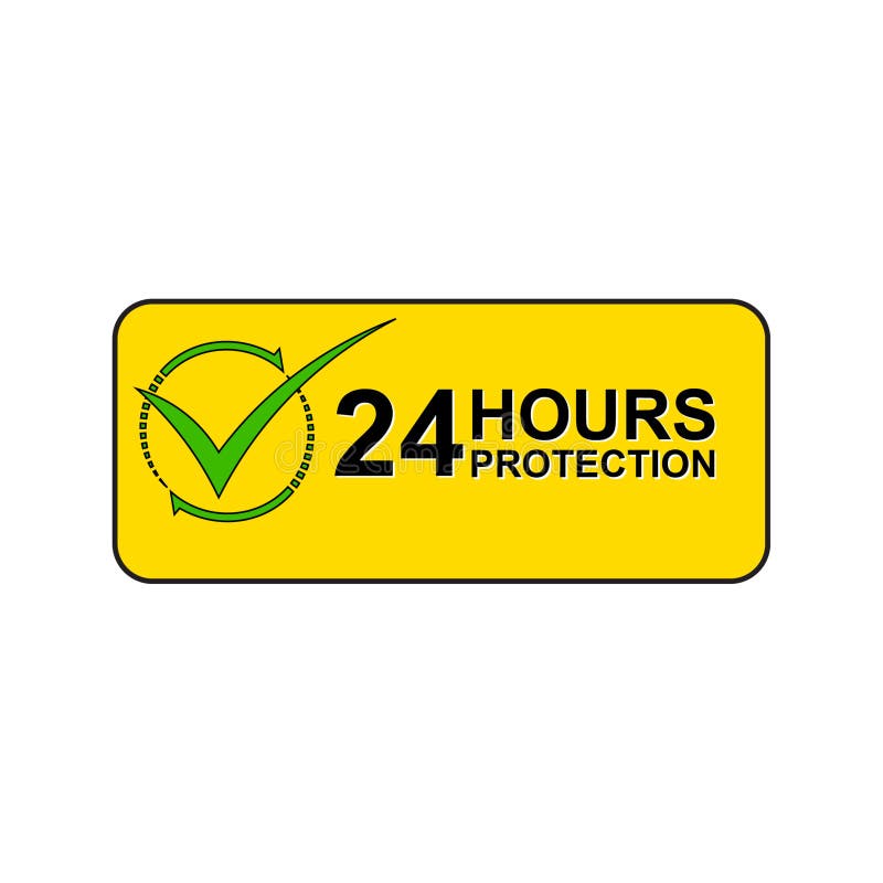 24 Hours Protection Sign Icon Vector Stock Vector - Illustration of ...