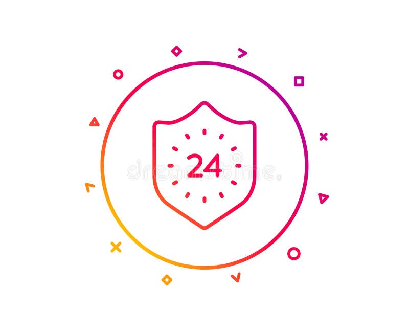 24 Hours Protection Line Icon. Shield Sign. Vector Stock Vector ...