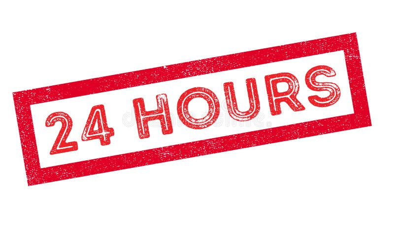 24 hours red rubber stamp stock vector. Illustration of emergency ...