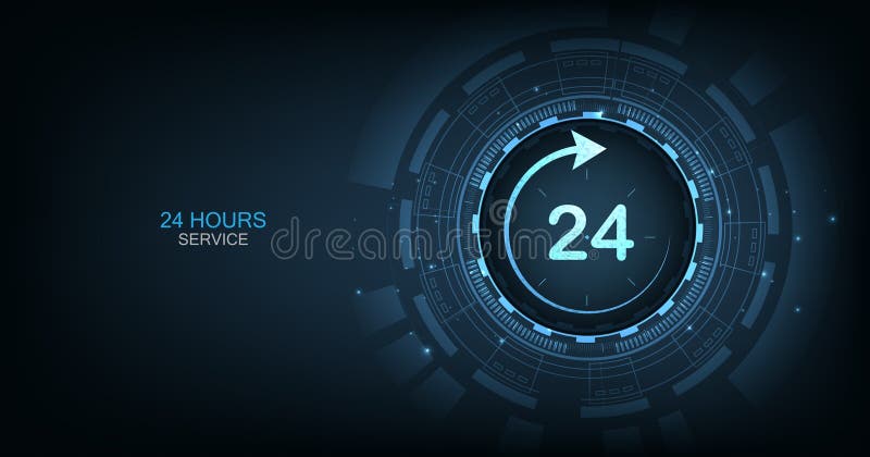 24-hours service concept stock vector. Illustration of technology ...