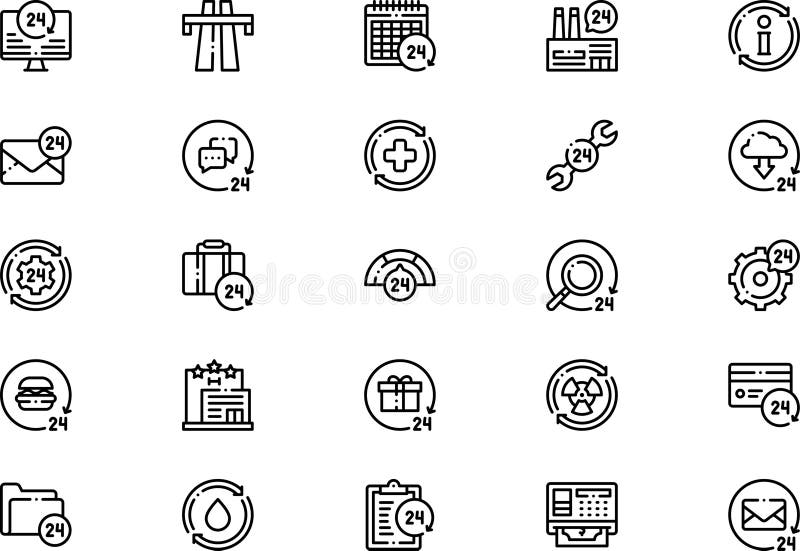 Hours Service Icons Collection is a Vector Illustration with Editable ...