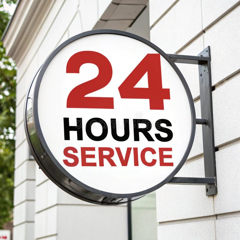 24 Hours Service Isolated on White Background Stock Illustration ...