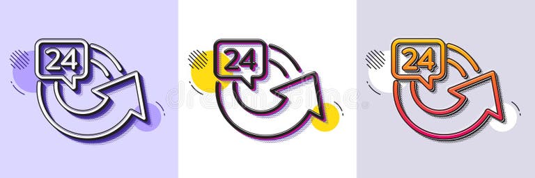 24 Hours Service Line Icon. Repeat Every Day Sign. Halftone Dotted ...