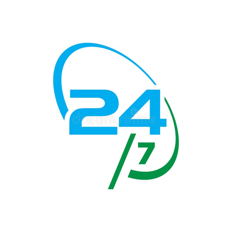 24 Hour Service Logo Vector Icon. Standby 24/7 Sign Day/night Services ...