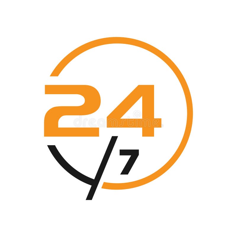 24 Hour Service Logo Vector Icon. Standby 24/7 Sign Day/night Services ...