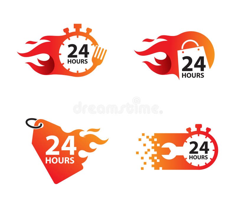 24 Hours Service Logo Template Stock Vector - Illustration of bundle ...