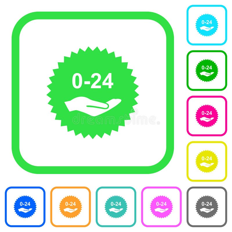 24 Hours Service Sticker Vivid Colored Flat Icons Stock Vector ...