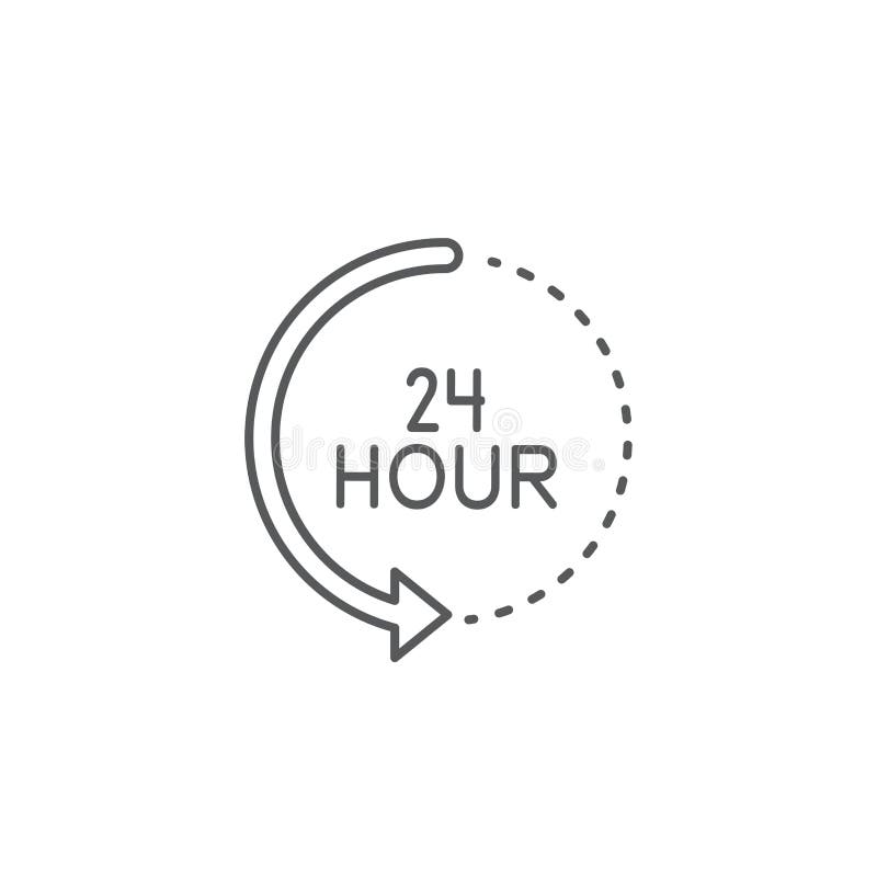 24 Hours Service Vector Icon Symbol Isolated on White Background Stock ...