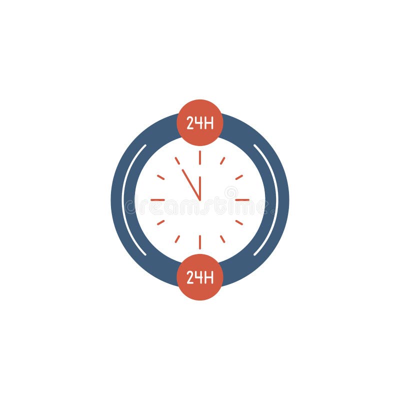 24 Hours Service Vector Icon Symbol Isolated on White Background Stock ...