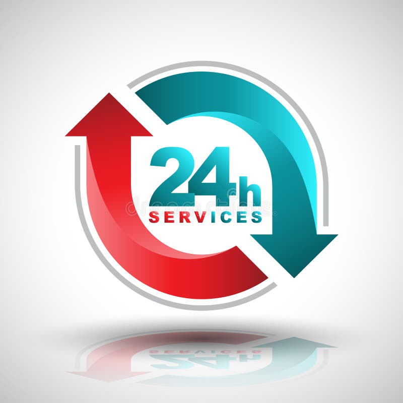 24 hours services banner. stock vector. Illustration of 24hr - 95523000