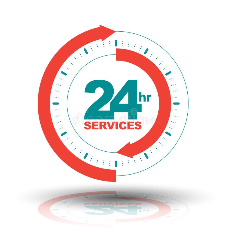24 hours services banner. stock vector. Illustration of button - 95523317
