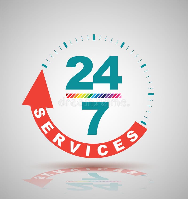 24 hours services banner. stock vector. Illustration of services - 95523488