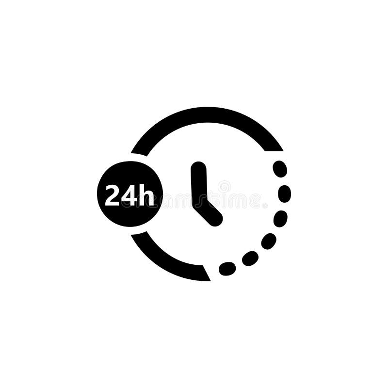 24 Hours Services Black Icon Stock Vector - Illustration of hour, help ...
