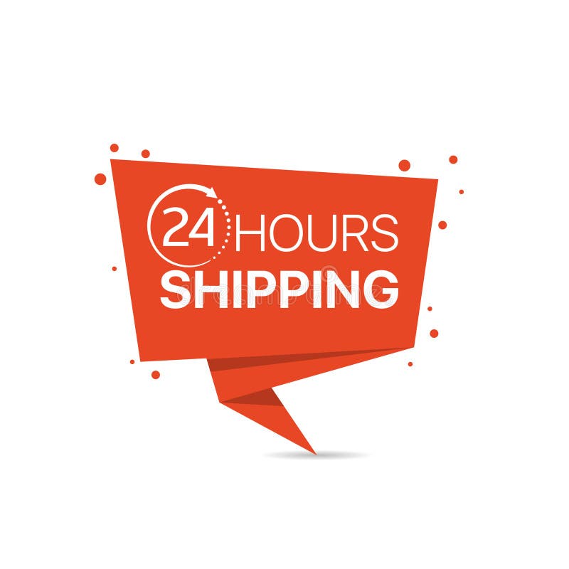 24 Hours Shipping Trendy Red Label Stock Vector - Illustration of watch ...
