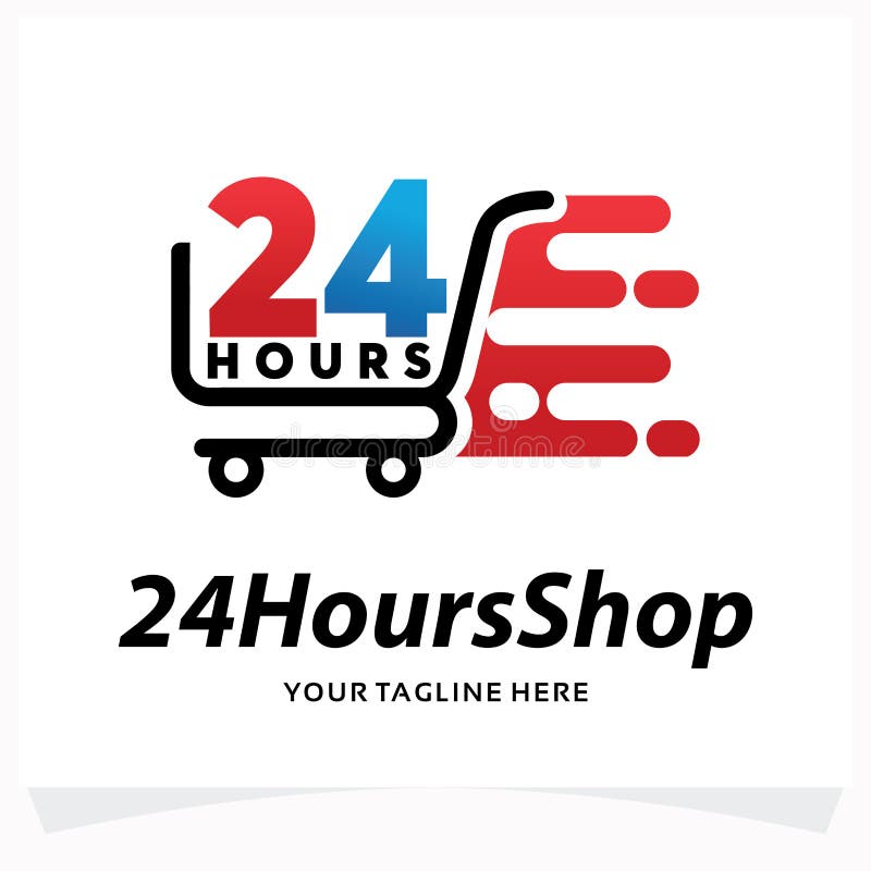 24 Hours Shop Logo Template Design Template Stock Vector - Illustration ...
