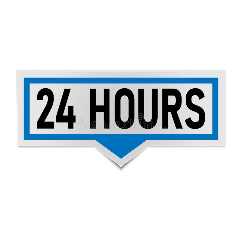 24 Hours Sign Blue and White Color Vector Illustration Stock Vector ...
