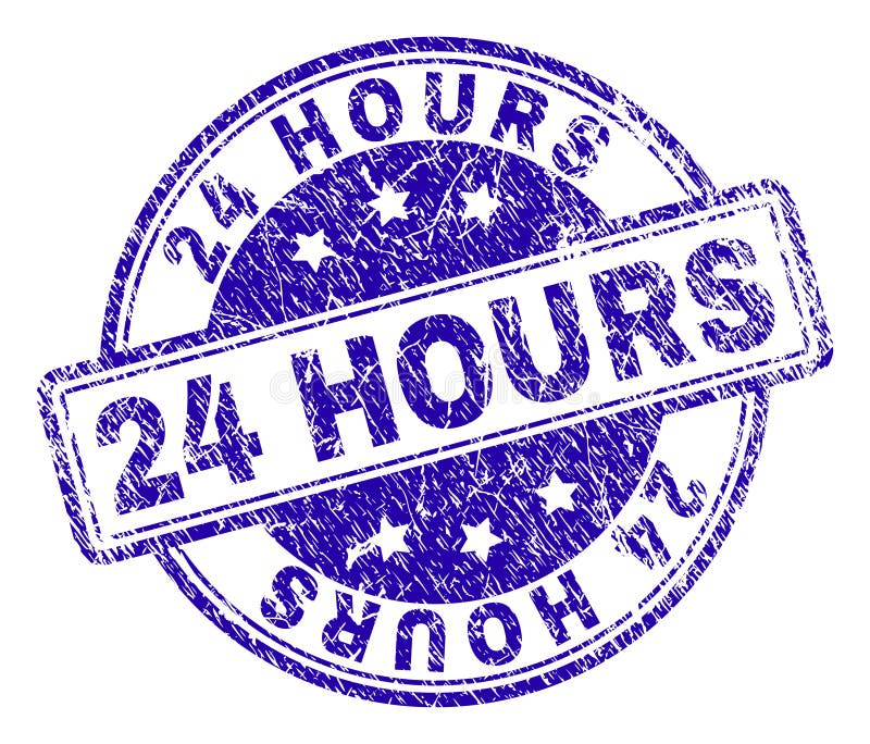 Scratched Textured 24 HOURS Stamp Seal Stock Vector - Illustration of ...