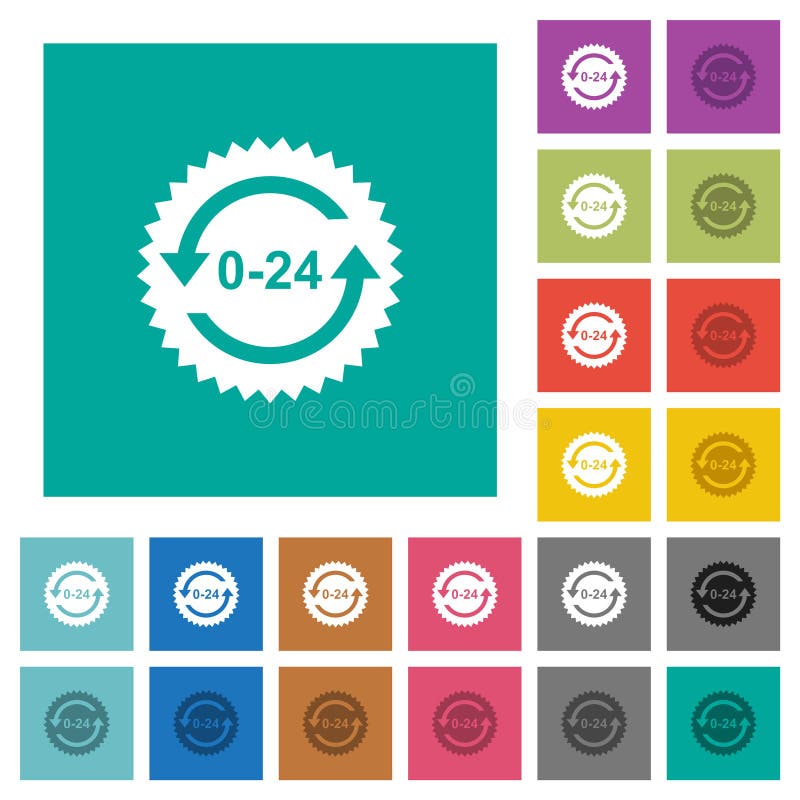 24 Hours Sticker with Arrows Square Flat Multi Colored Icons Stock ...