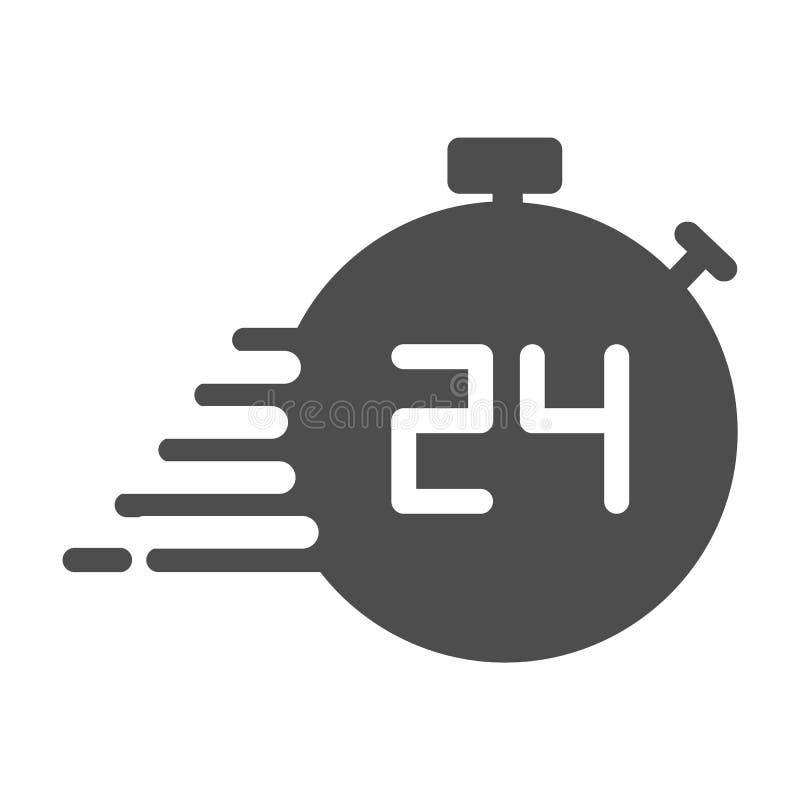 24 Hours in Stopwatch Line Icon. Timer with 24 Hours Vector ...