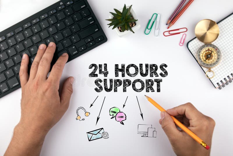 24 Hours Support concept stock photo. Image of data - 123251582