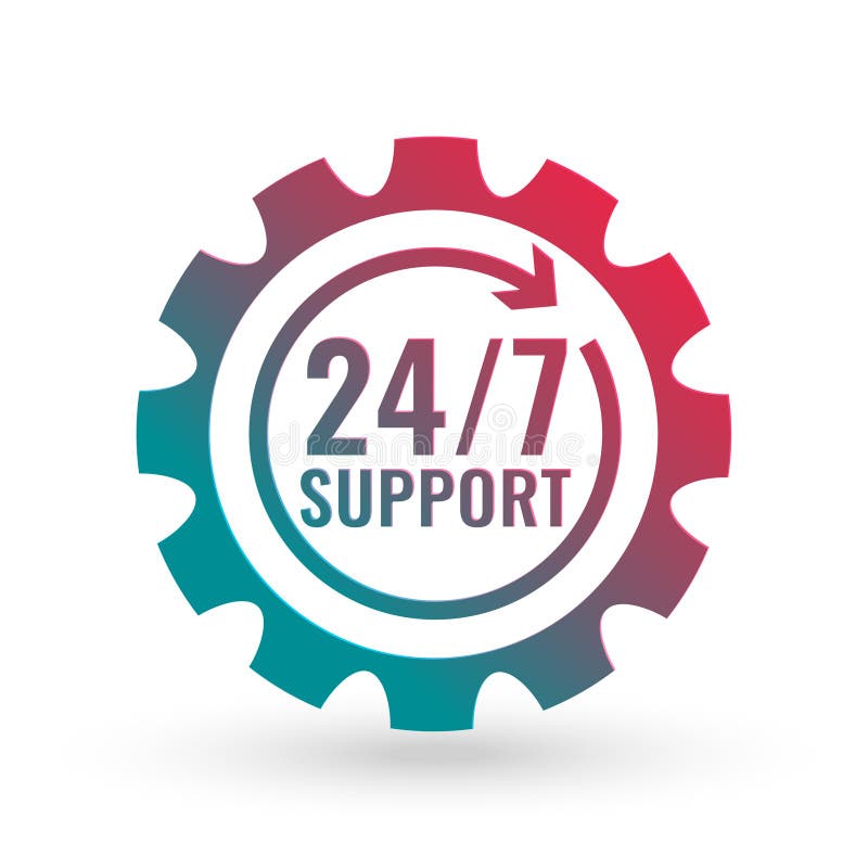 24/7 Hours Support Concept Symbol Stock Vector - Illustration of ...