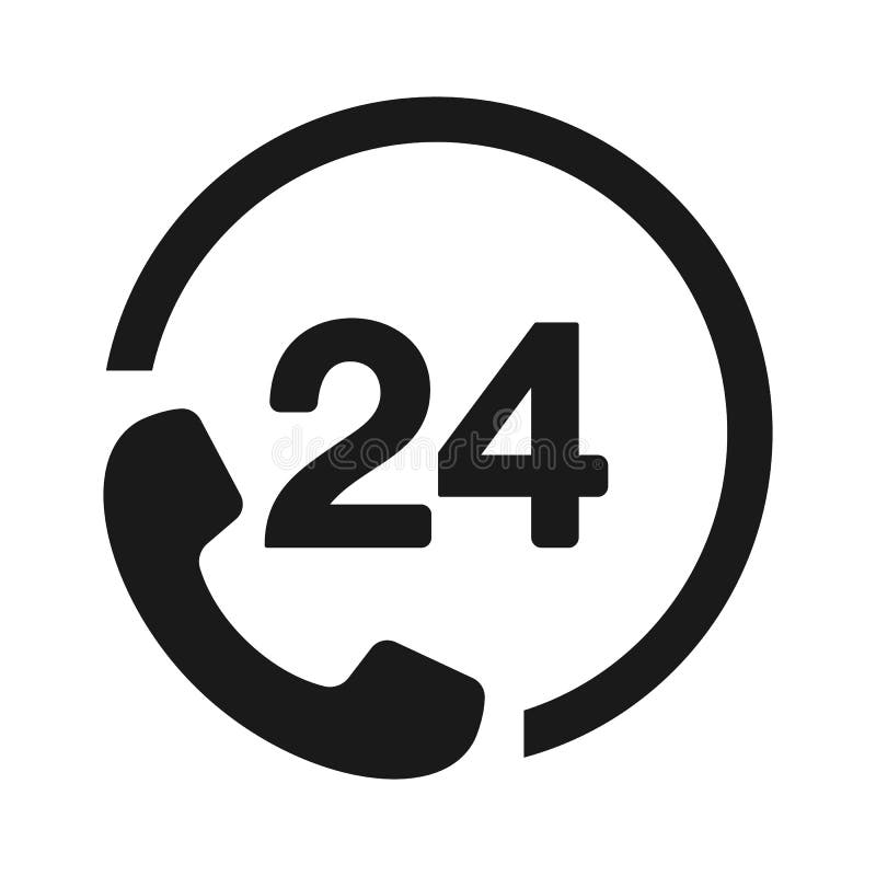 24 Hours Support Icon. 24 Hours Call or Twenty Four Hour Vector ...
