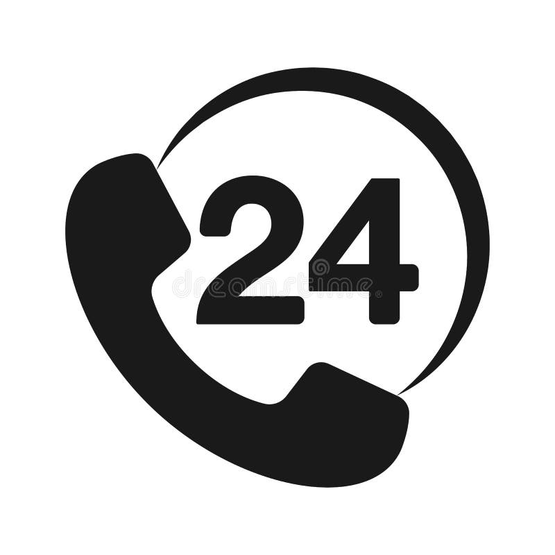 24 Hours Support Icon. 24 Hours Call or Twenty Four Hour Vector ...