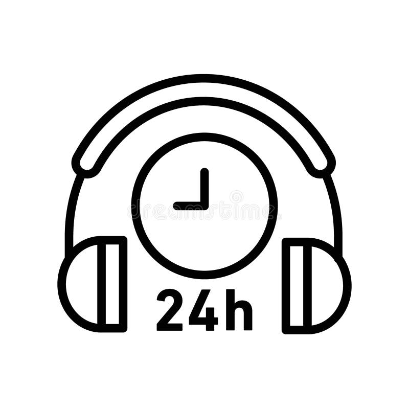 24 Hours Support or Service Icon Set Customer Assistance Illustrations ...