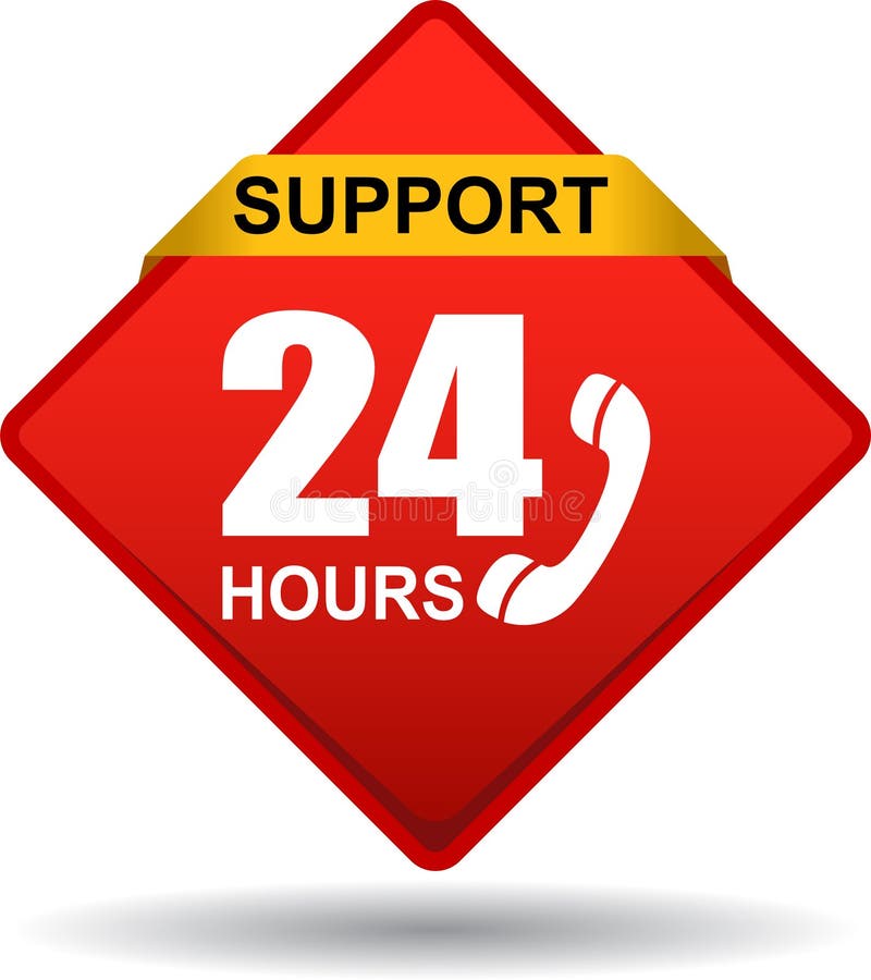 24 Hours Support Web Button Orange Stock Vector - Illustration of ...