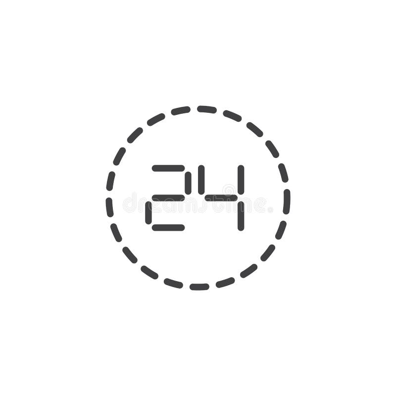 24 hours time outline icon stock vector. Illustration of graphics ...