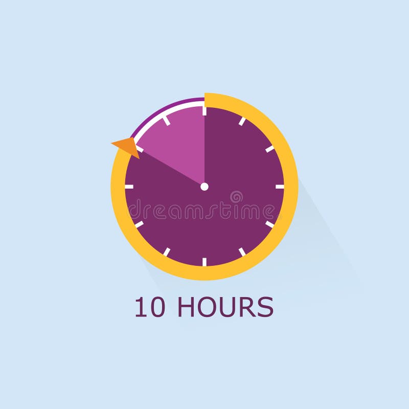 10 Hours Timer Icon with Orange Arrow Illustration on Blue Background ...