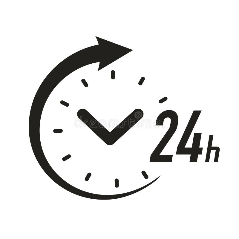 24 Hours Timer Vector Symbol Black Color Stock Vector - Illustration of ...