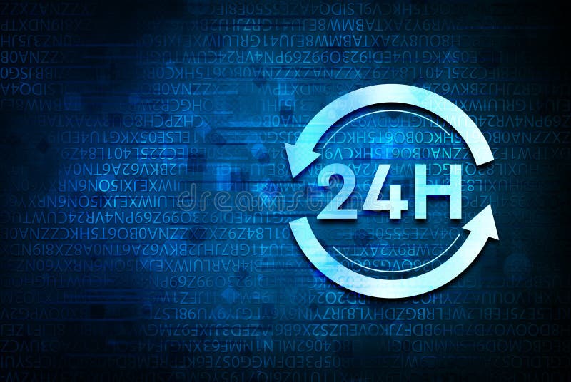 24 Hours Update Icon Abstract Blue Background Illustration Design Stock ...