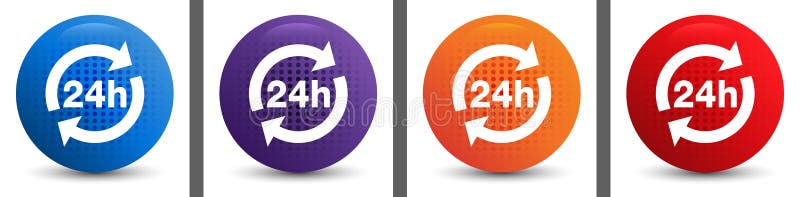 24 Hours Update Icon Abstract Halftone Round Button Set Stock Vector ...