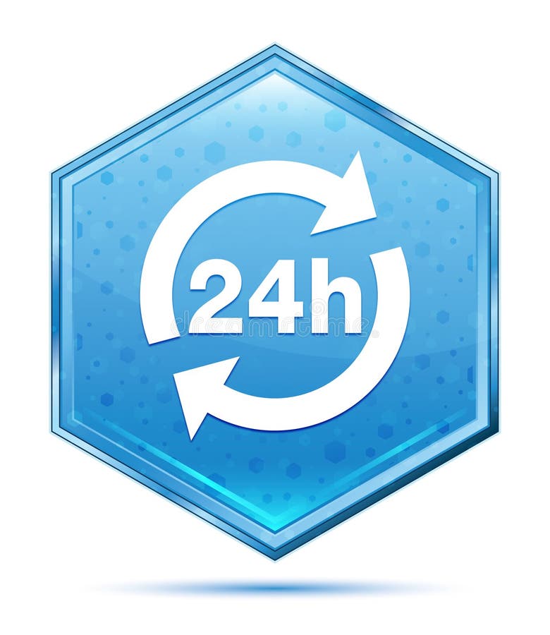 24 Hours Update Icon Crystal Blue Hexagon Button Stock Illustration ...
