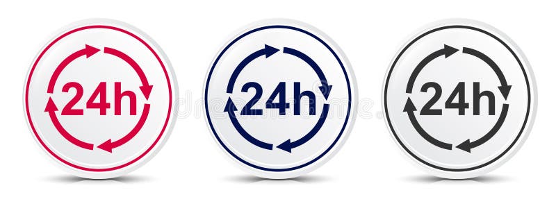 24 Hours Update Icon Gold Round Button Golden Coin Shiny Frame Luxury ...