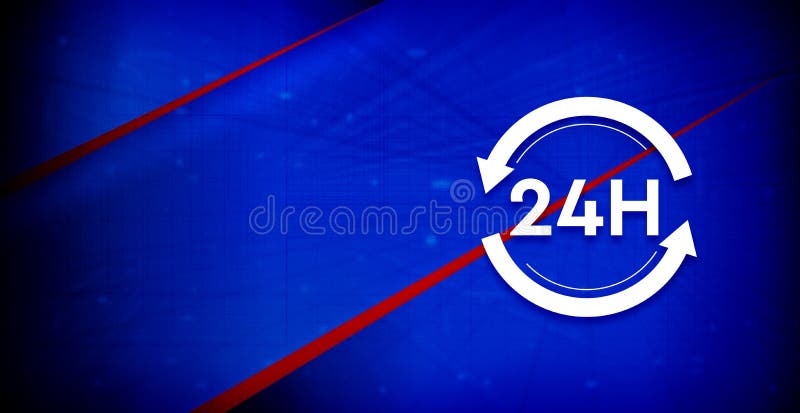 24 Hours Update Icon Elegant Architecture Design Blue Banner ...