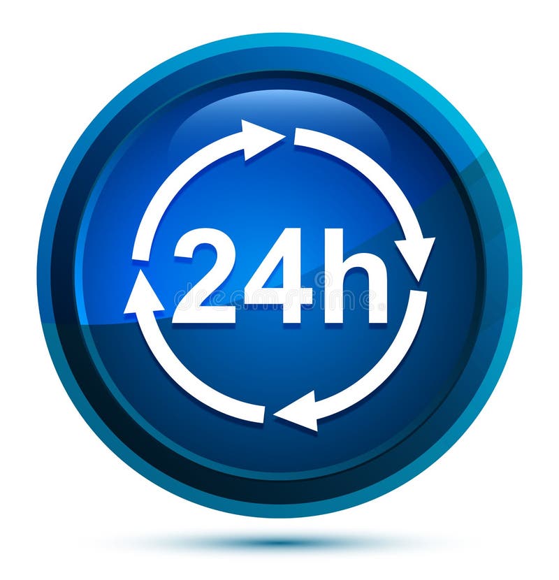 24 Hours Update Icon Elegant Blue Round Button Illustration Stock ...