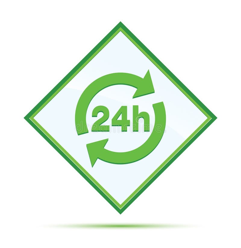 24 Hours Update Icon Modern Abstract Green Diamond Button Stock ...