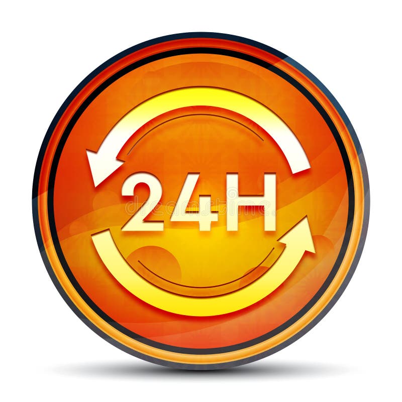 24 Hours Update Icon Shiny Bright Orange Round Button Illustration ...
