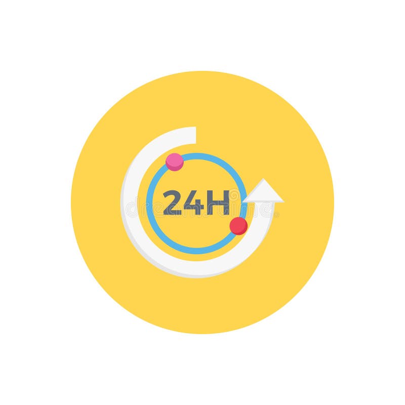 24 Hours Vector Flat Colour Icon Stock Vector - Illustration of ...