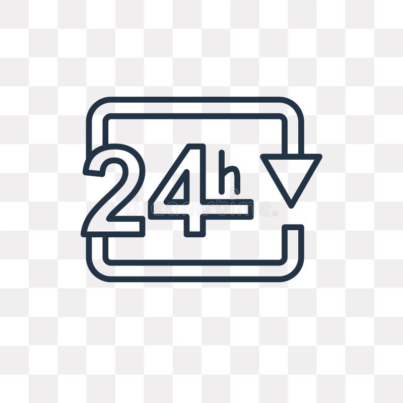 24 Hours Vector Icon Isolated on Transparent Background, Linear Stock ...