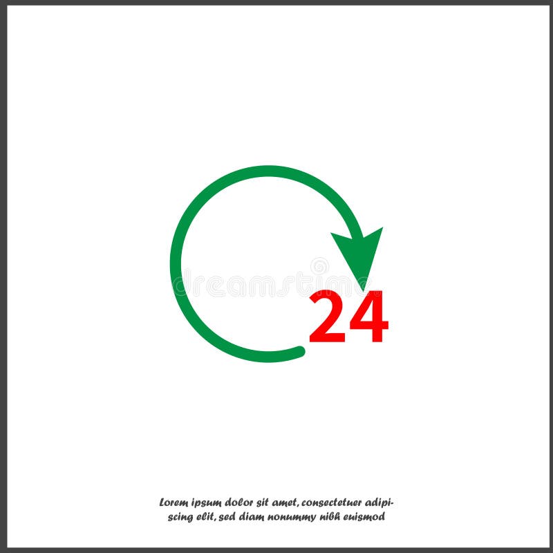 24 Hours Vector Icon.Open and Work 24 Hours a Day on White Isolated ...