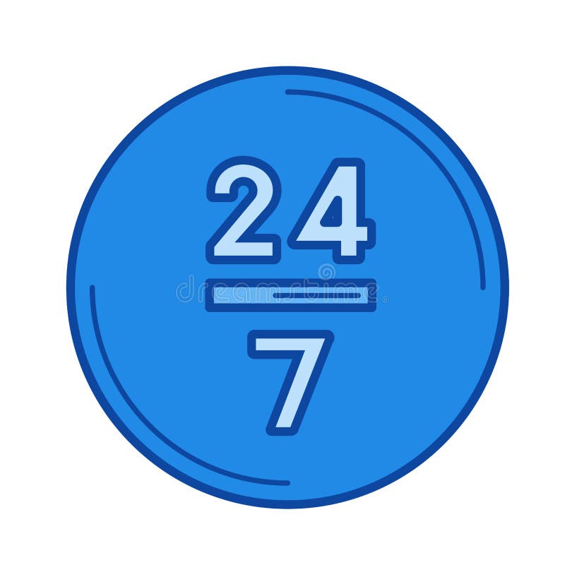 Twenty Four Hours Line Icon. Stock Vector - Illustration of design ...