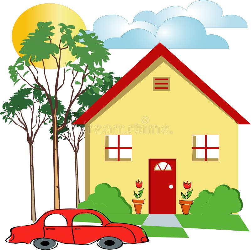 Apple-tree and house stock illustration. Illustration of house - 16943413