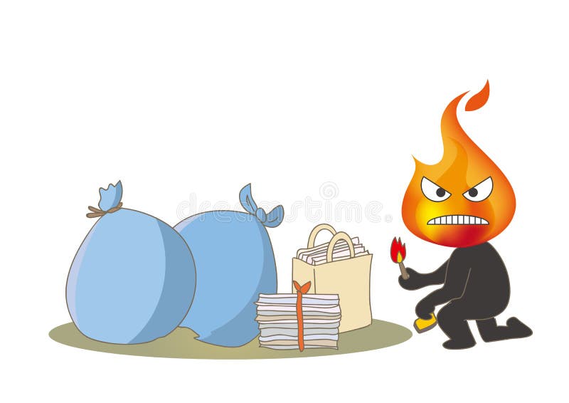 Beware of Fire - Arsonist and Garbage Stock Vector - Illustration of ...