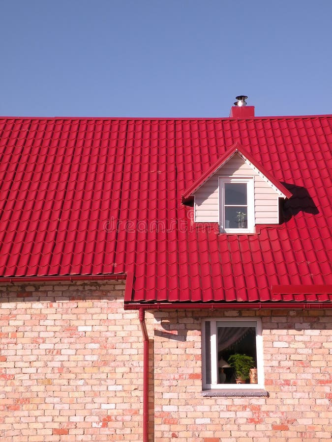 House stock image. Image of blue, bricks, view, roof - 16339665